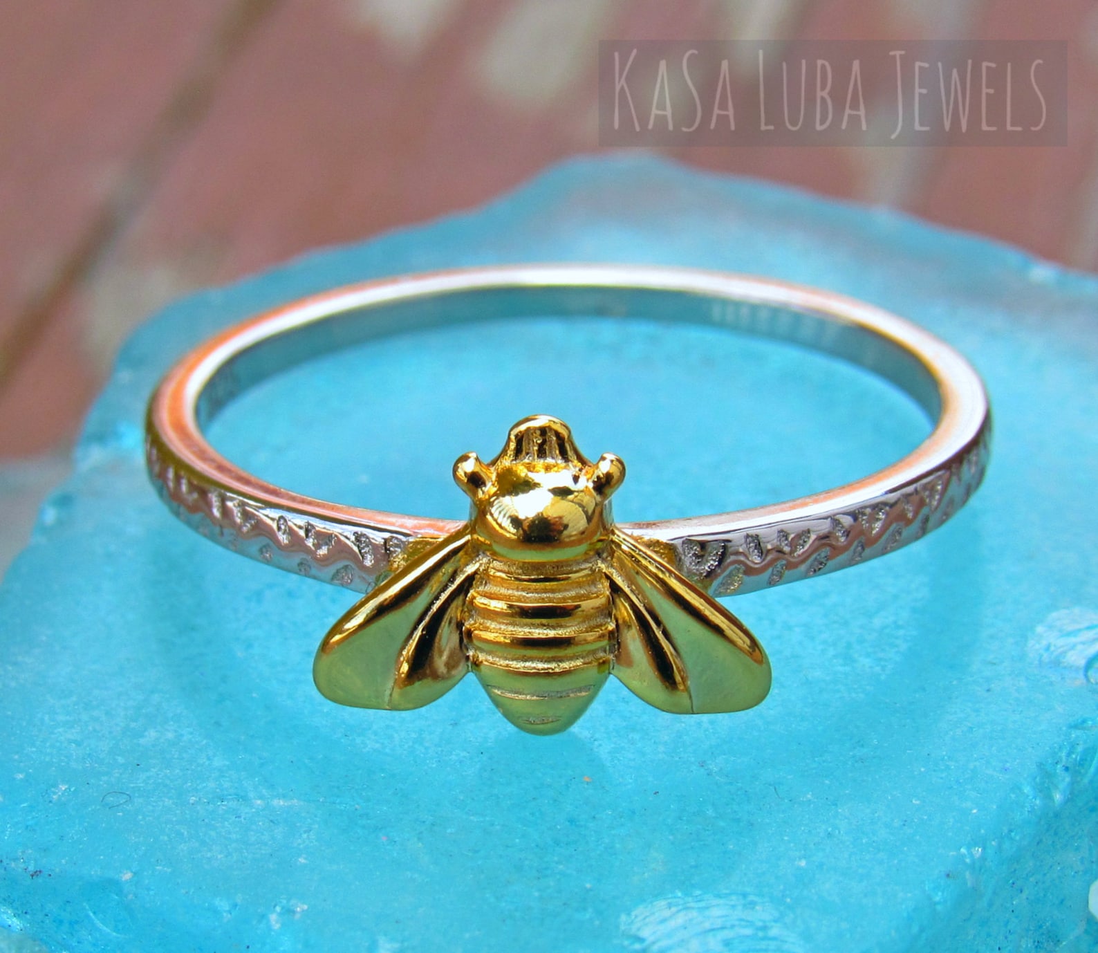 Sterling Silver Honeybee Ring Bee Gold plated Ring Womens | Etsy