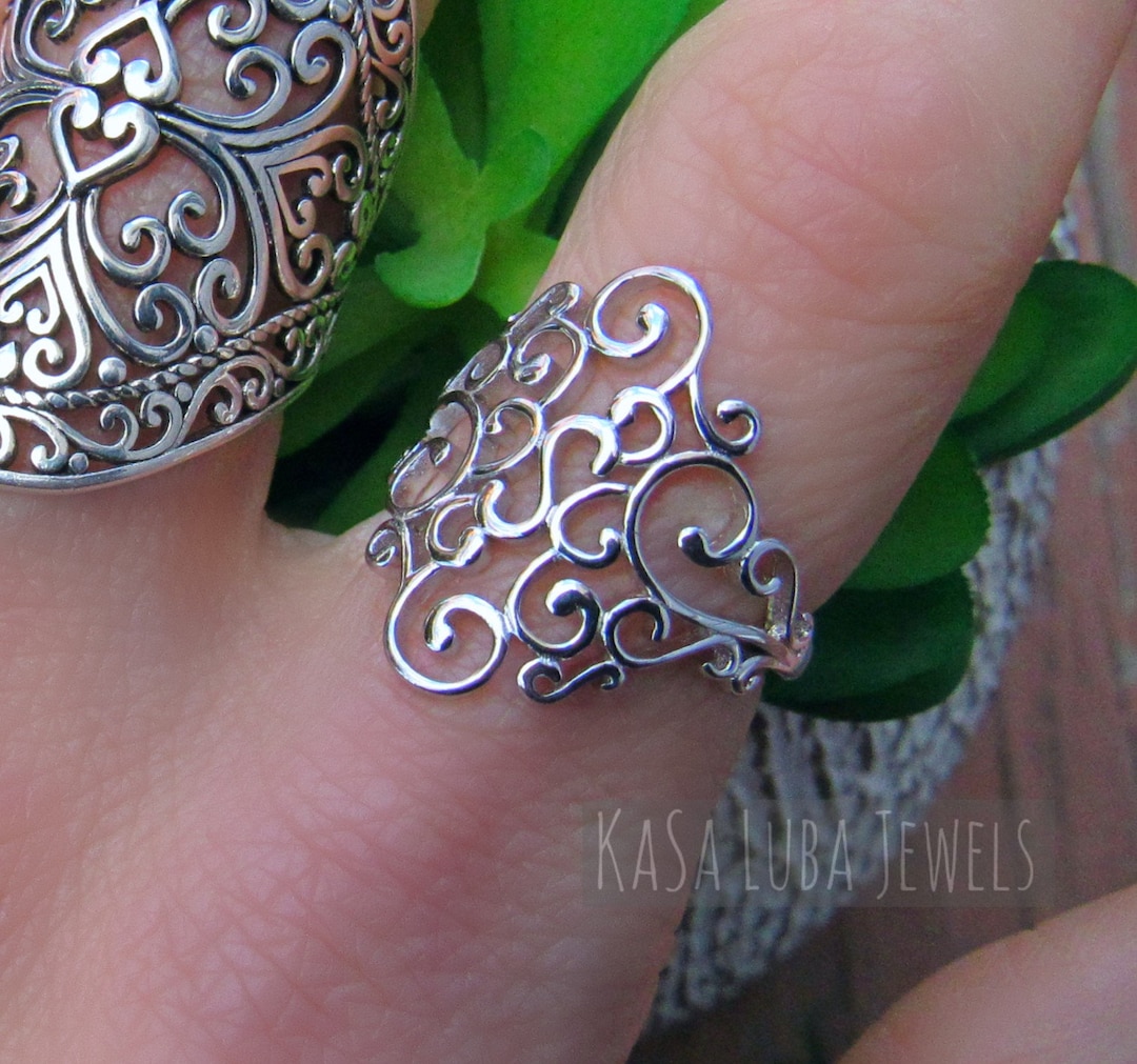 Scroll Vines Sterling Silver Ring: Filigree Design - Etsy