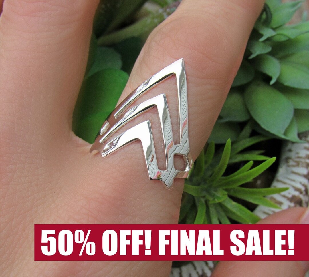 V Shaped Silver Ring Chevron Silver Ring Statement Ring - Etsy