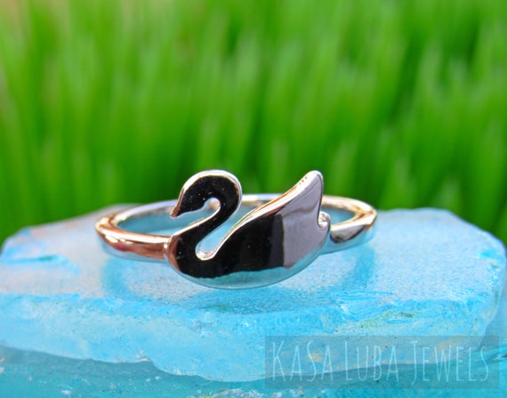 Swan Sterling Silver Ring Simple Ring Stamped 925 Bird | Etsy