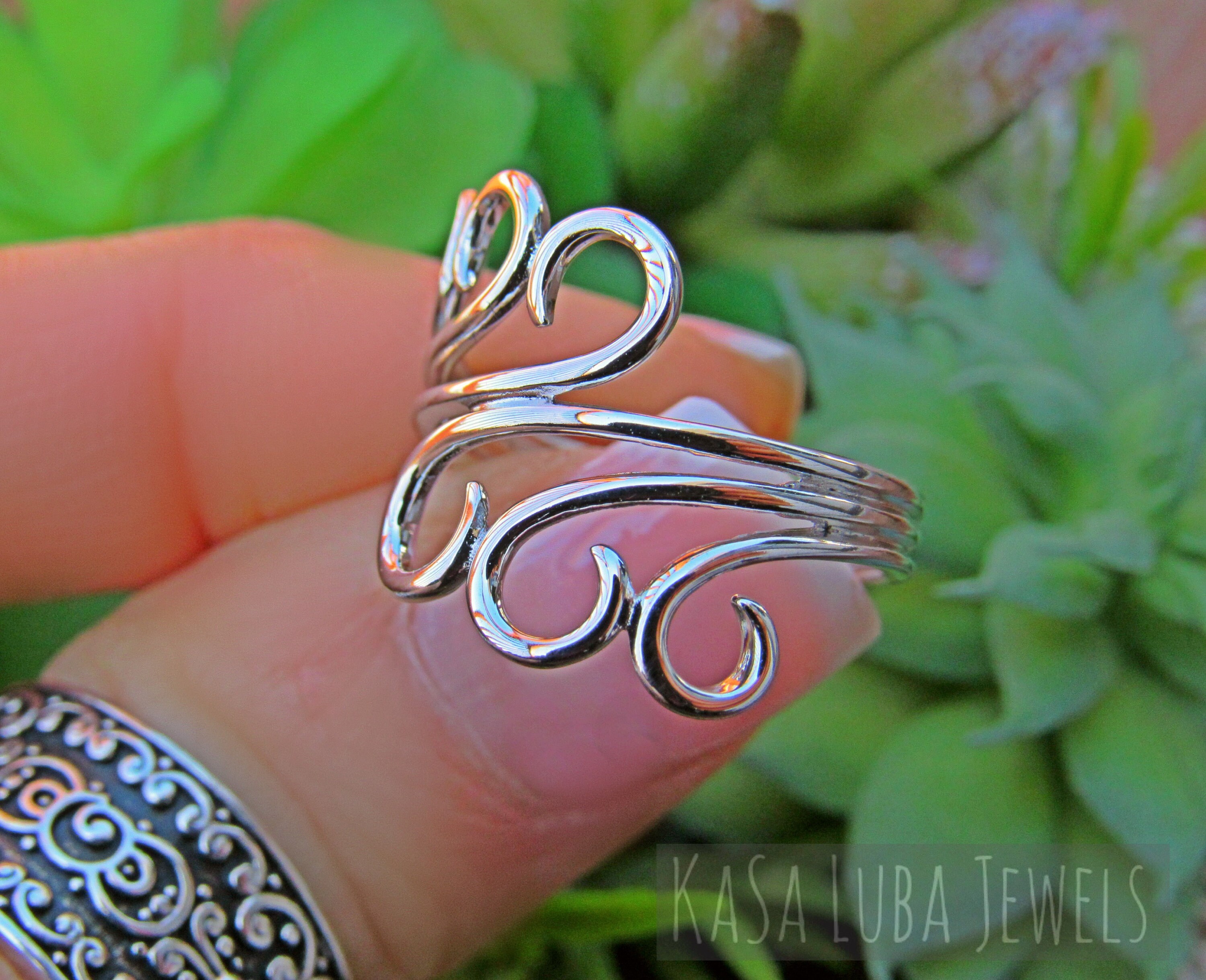 Sterling Silver Wave Ring Swirl 925 Silver Unique Ring - Etsy
