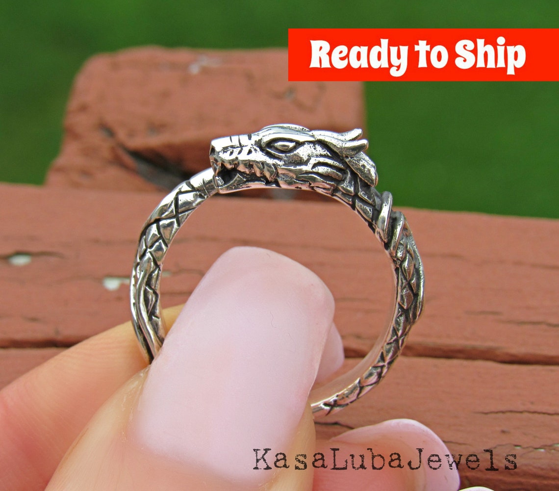 Sterling Silver Dragon Ring Dragon Jewelry Mens Rings | Etsy