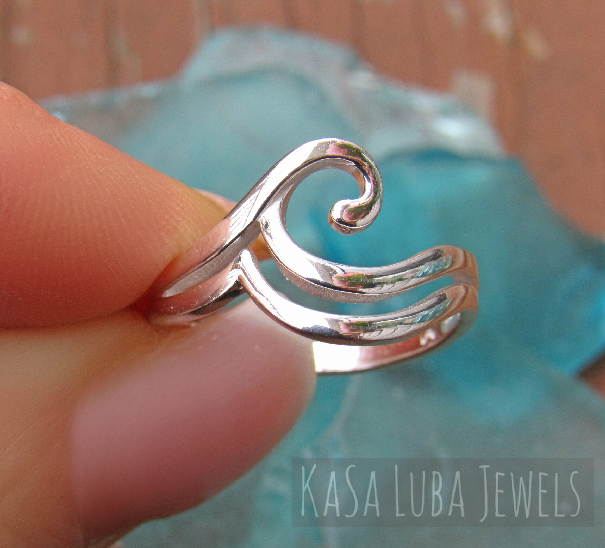 Sterling Silver Wave Ring: Beach Lover Gift - Etsy