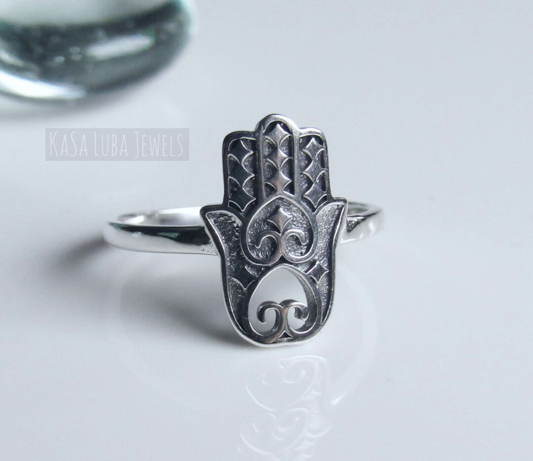 Sterling Silver Hamsa Ring - Hand - Womens Silver Hamsa Ring ...