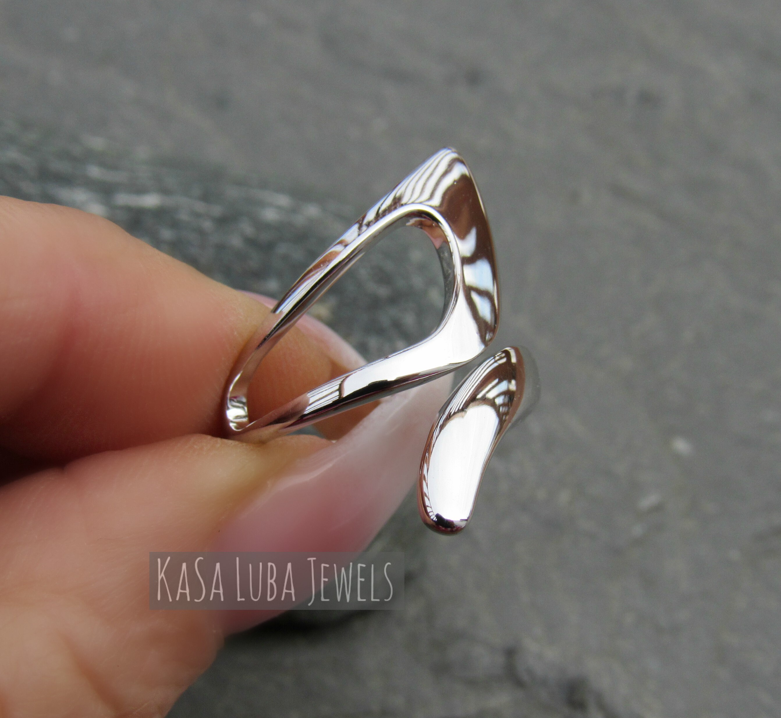 Adjustable Sterling Silver Wrap Ring: Large Open Design - Etsy