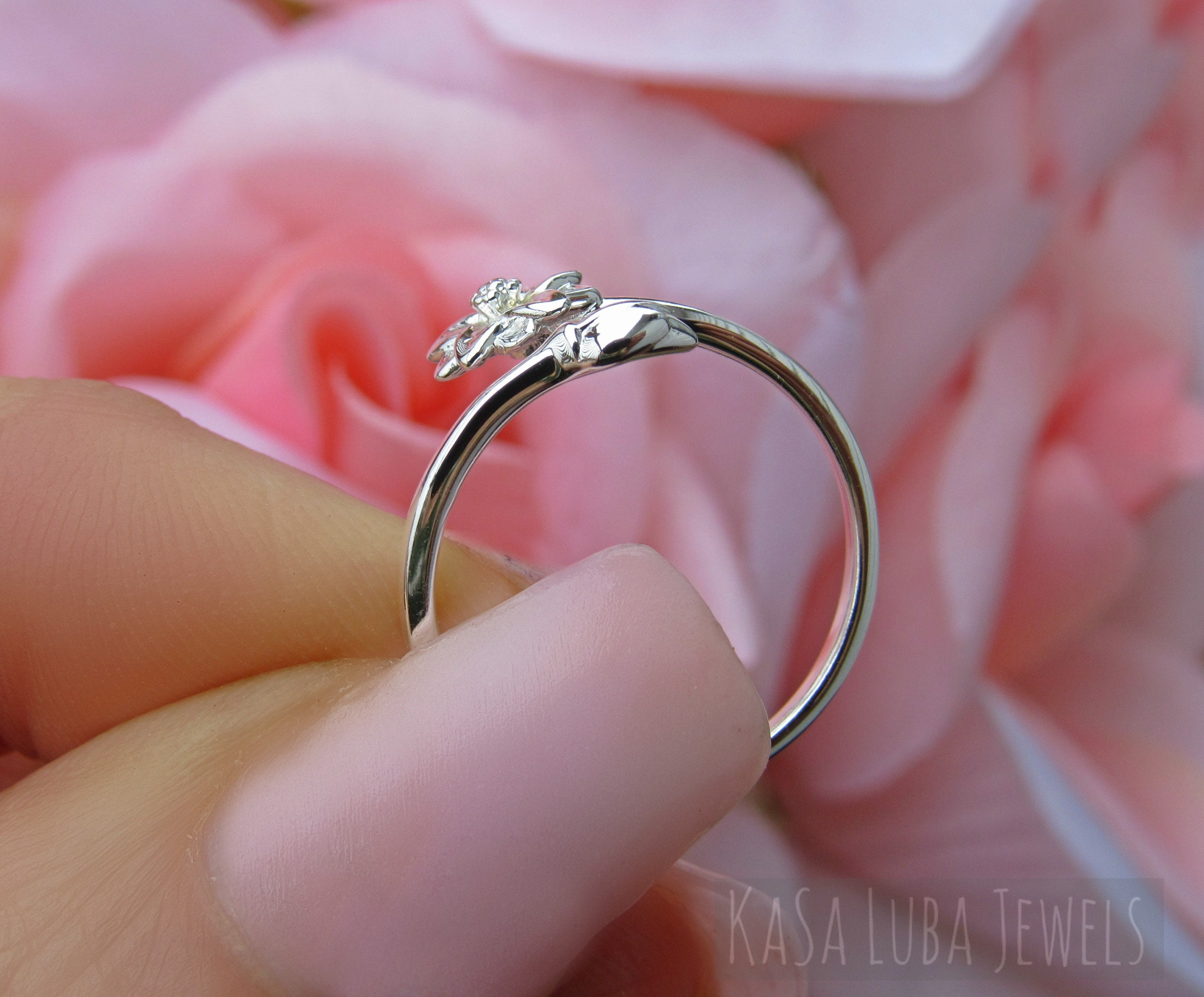 Sterling Silver Lotus ring Flower ring adjustable Ring | Etsy