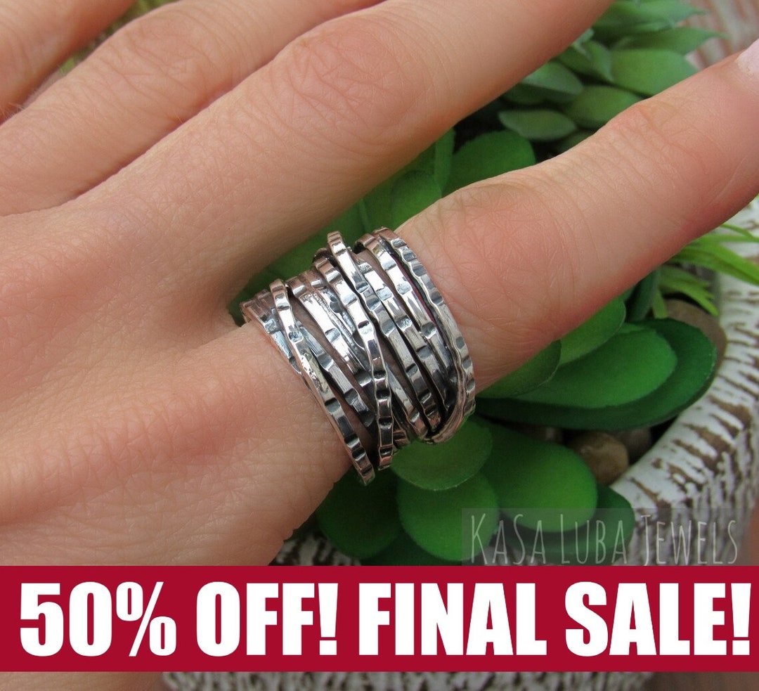 Sterling Silver Bold Ring - Statement Ring - Solid Silver - 925 - Unique - Size 7 1/2 - 7.5 ONLY ...