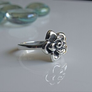 Sterling Silver Rose Ring, Womens - Simple Ring, Sweet - Flower Silver ...