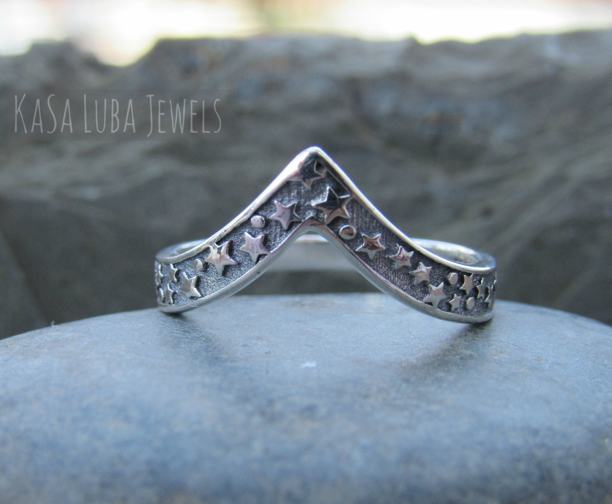 Silver star Chevron ring V shaped ring womens silver ring | Etsy