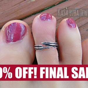 Oxidized Feather Toe Ring 925 Sterling Silver Promise - Etsy
