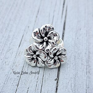 Large Flower Ring, Plumeria Silver Ring, Bold Ring, HUGE Ring ...