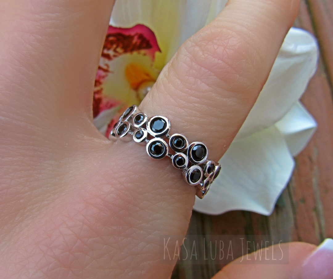 Black CZ Eternity Ring: Sterling Silver Anniversary Band - Etsy