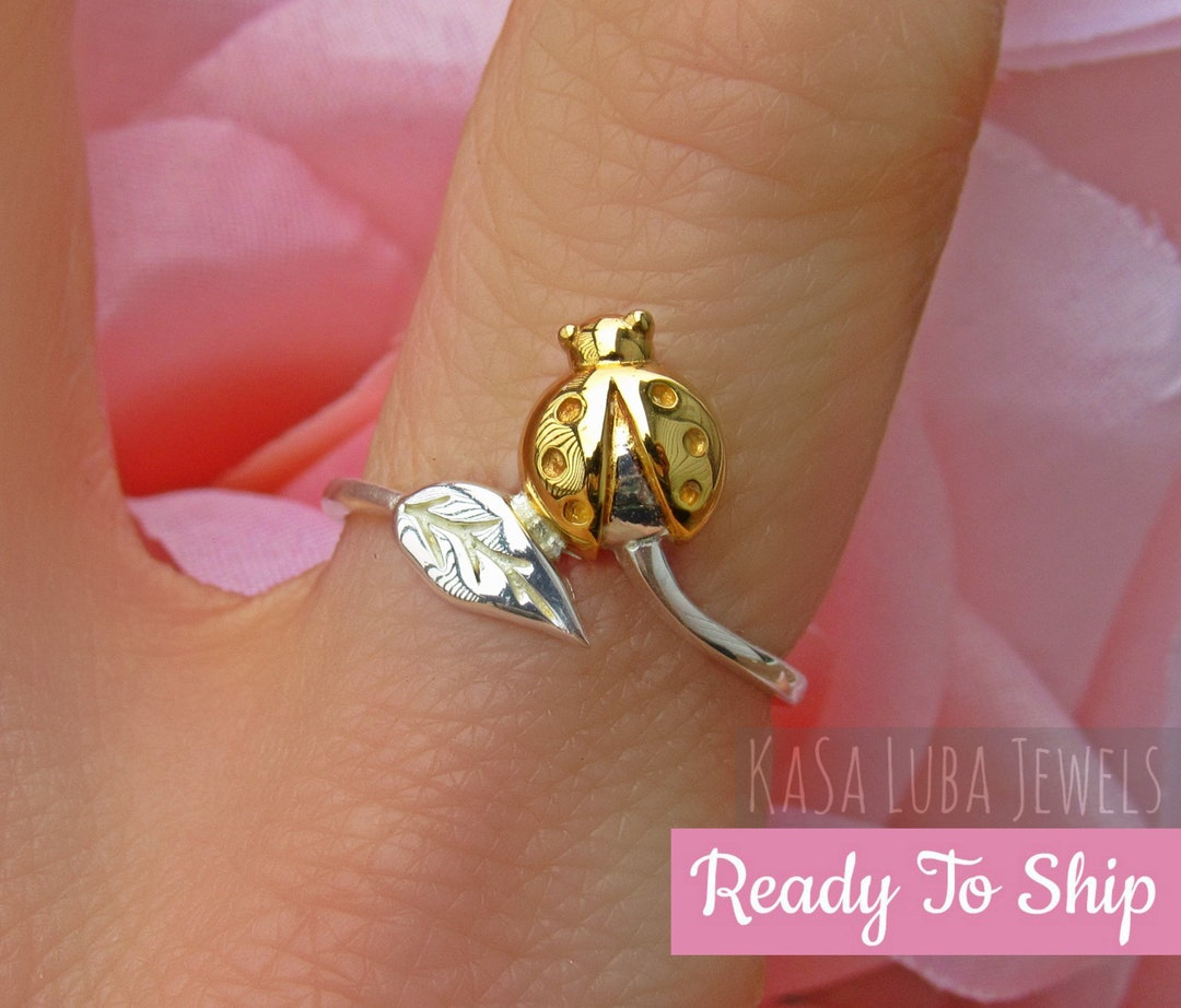 Sterling Silver Ladybug Ring Gold Plated Ladybug Jewelry - Etsy