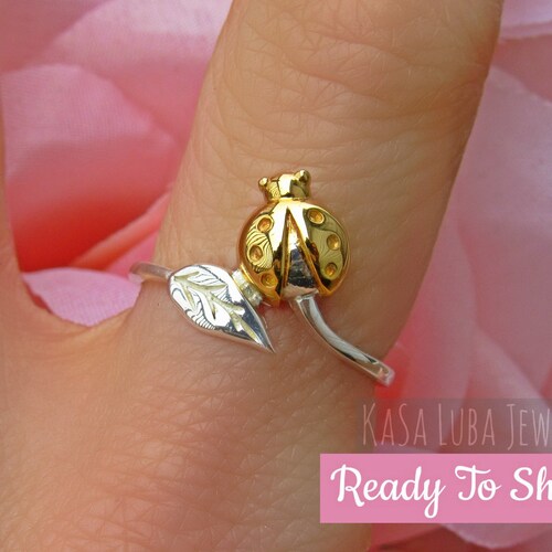 Sterling Silver Ladybug Ring Gold Plated Ladybug Jewelry - Etsy
