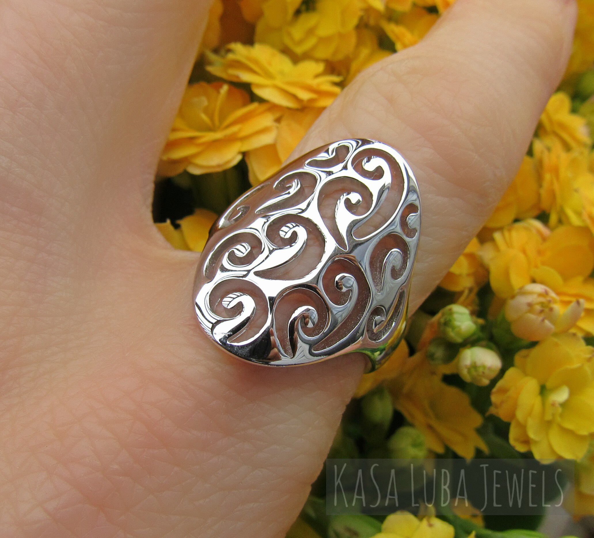 Statement ring cocktail ring sterling silver ring | Etsy