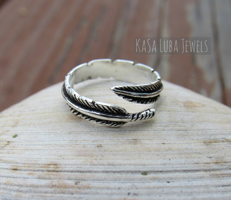 Oxidized Feather Toe Ring 925 Sterling Silver Promise - Etsy