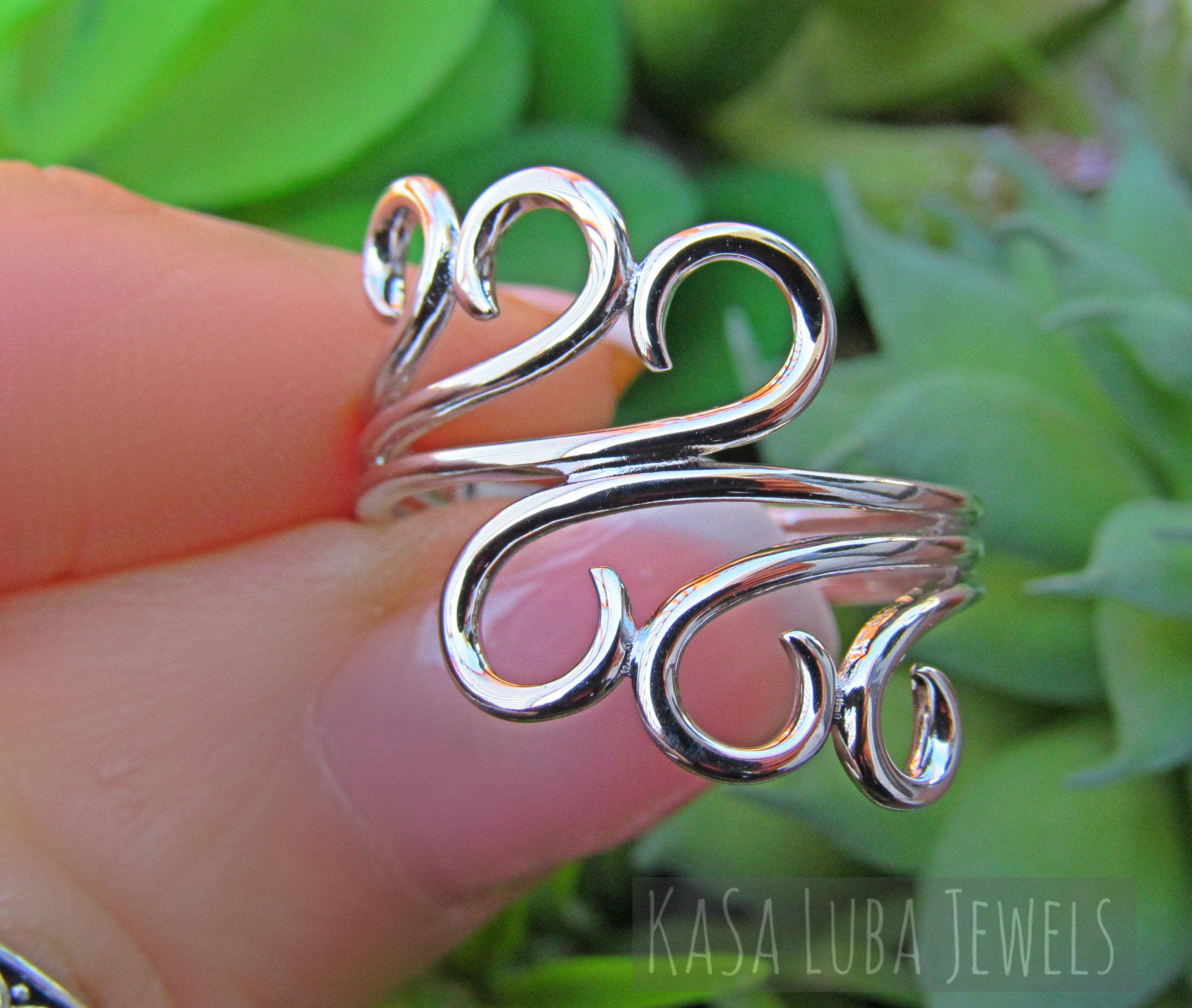 Sterling silver wave ring swirl 925 silver unique ring | Etsy