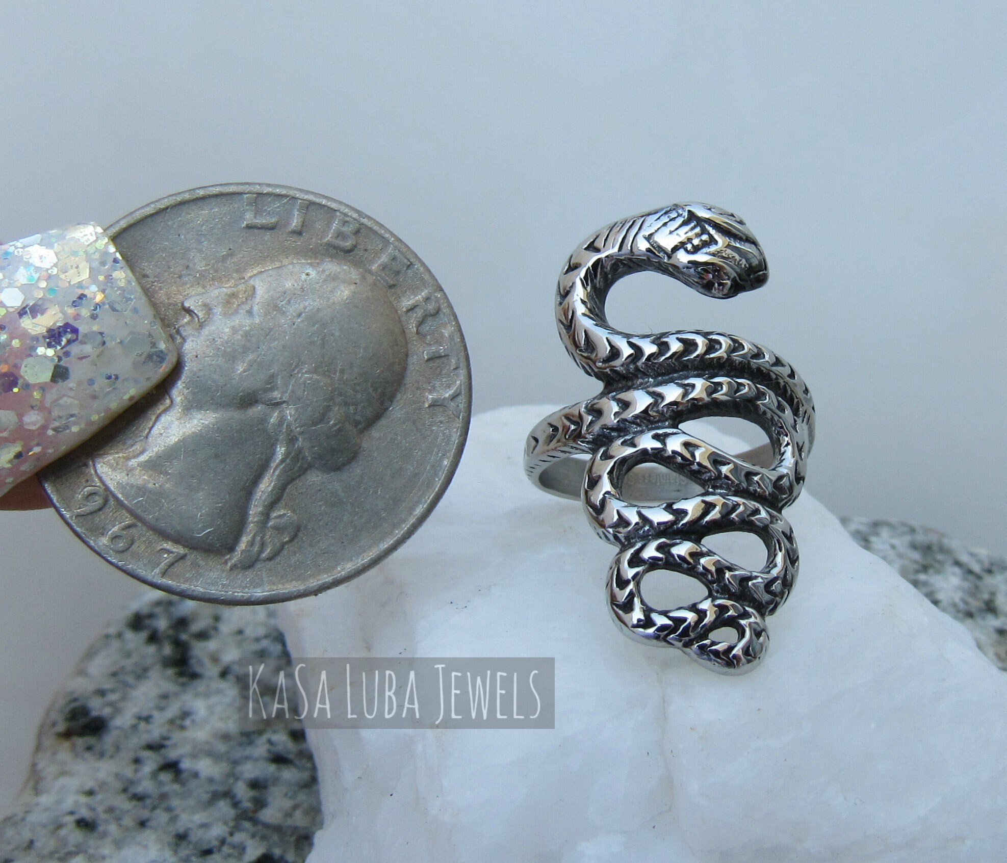 Stainless steel Snake Ring Womens Snake Ring Reptile Ring | Etsy