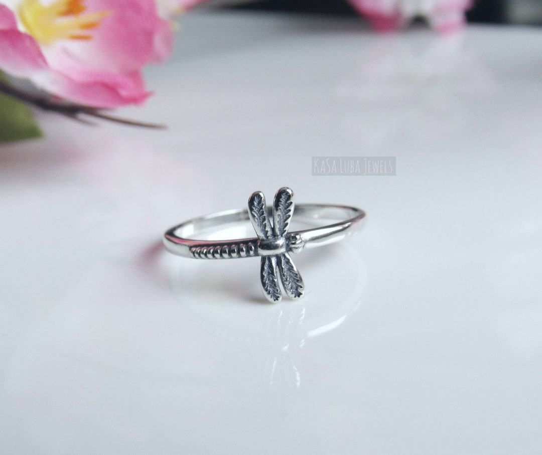 Sterling Silver Dragonfly Ring - Oxidized - Solid Silver - Dragonfly ...
