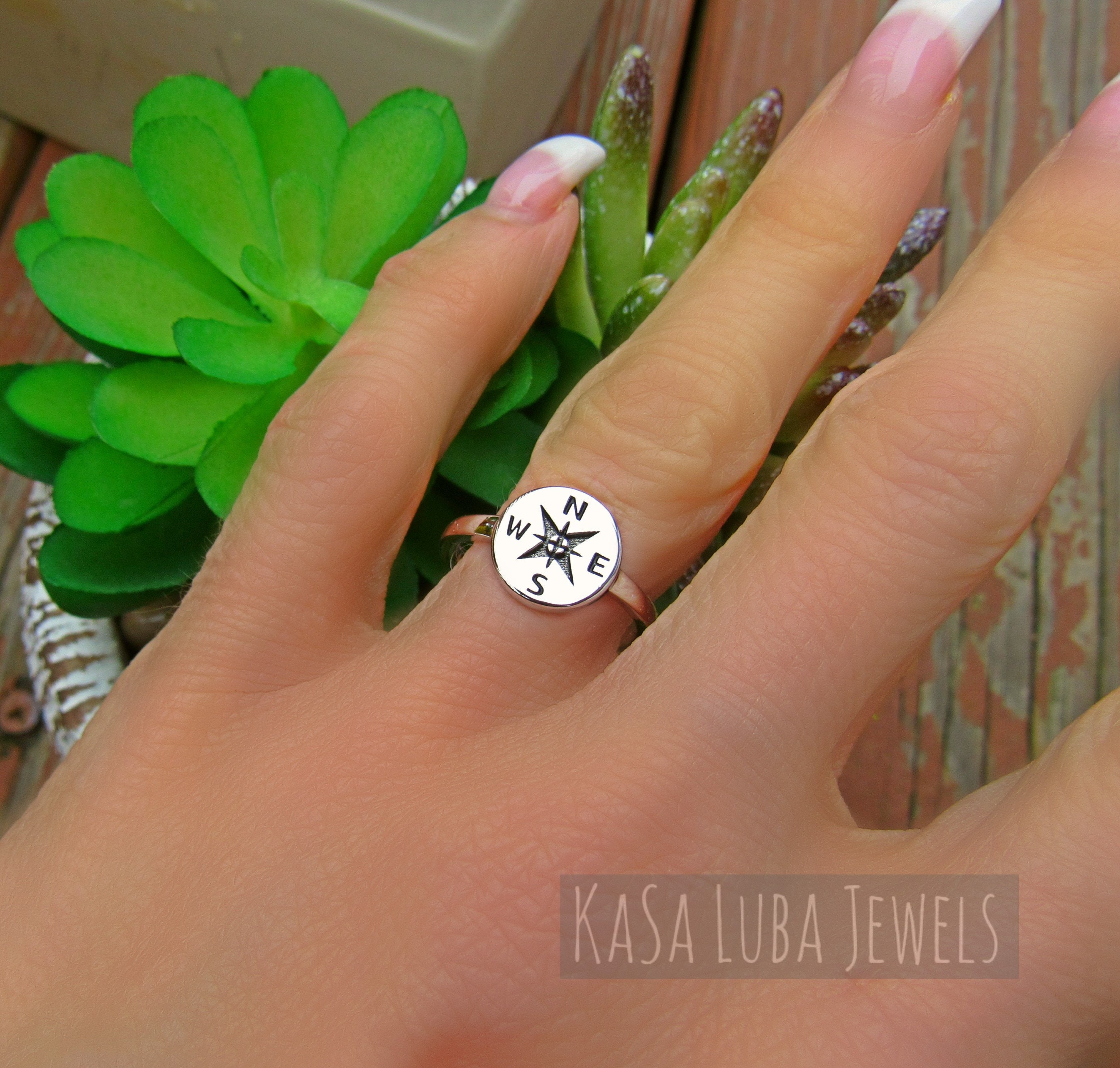 Silver Compass Ring Compass Rings Compass Jewelry Silver Etsy
