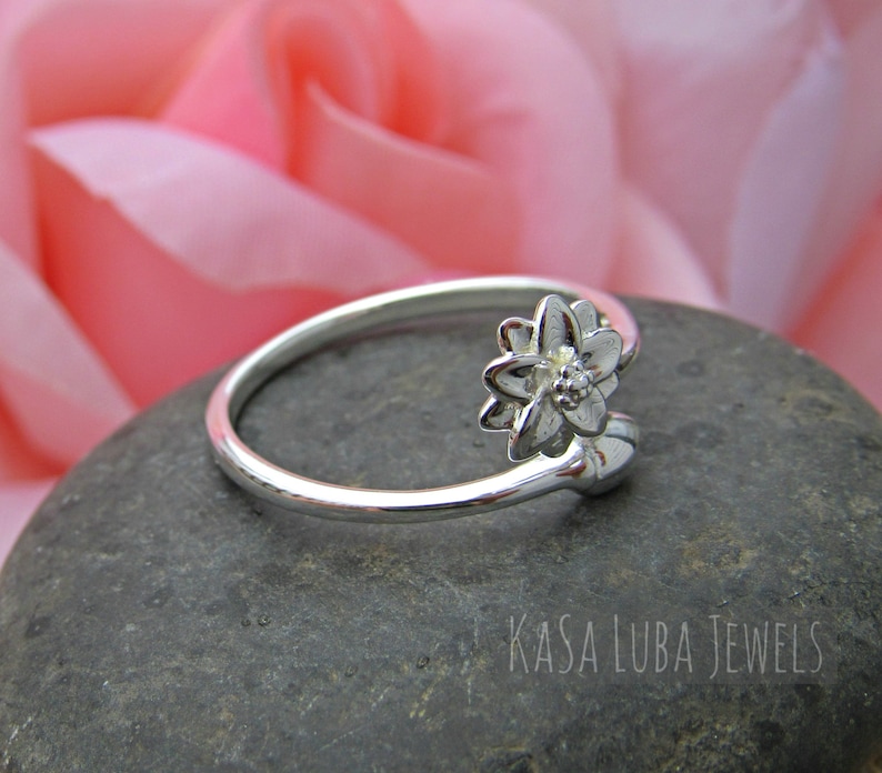 Sterling Silver Lotus ring Flower ring adjustable Ring | Etsy