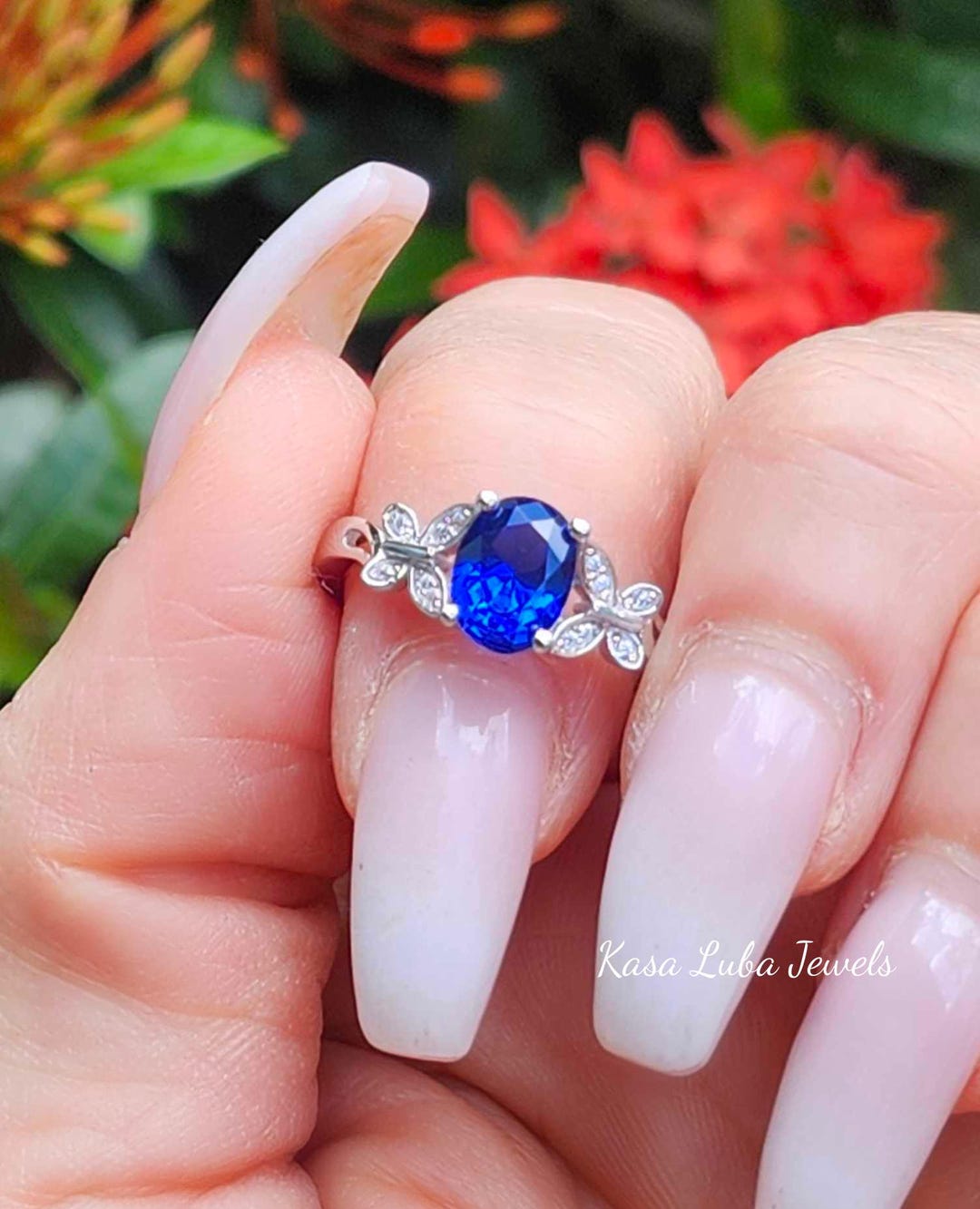 Blue CZ Butterfly Ring: Sterling Silver Nature Ring - Etsy