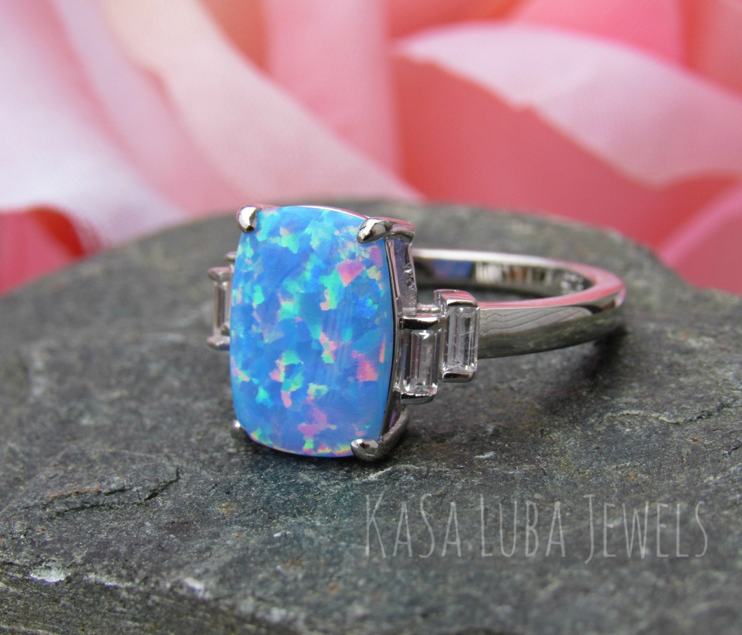 Blue Lavender Lab Opal silver ring Opal ring silver ring | Etsy