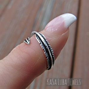 Oxidized Feather Toe Ring 925 Sterling Silver Promise - Etsy