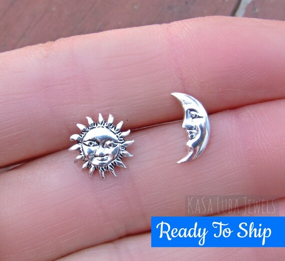 Sun and moon earrings sterling silver store