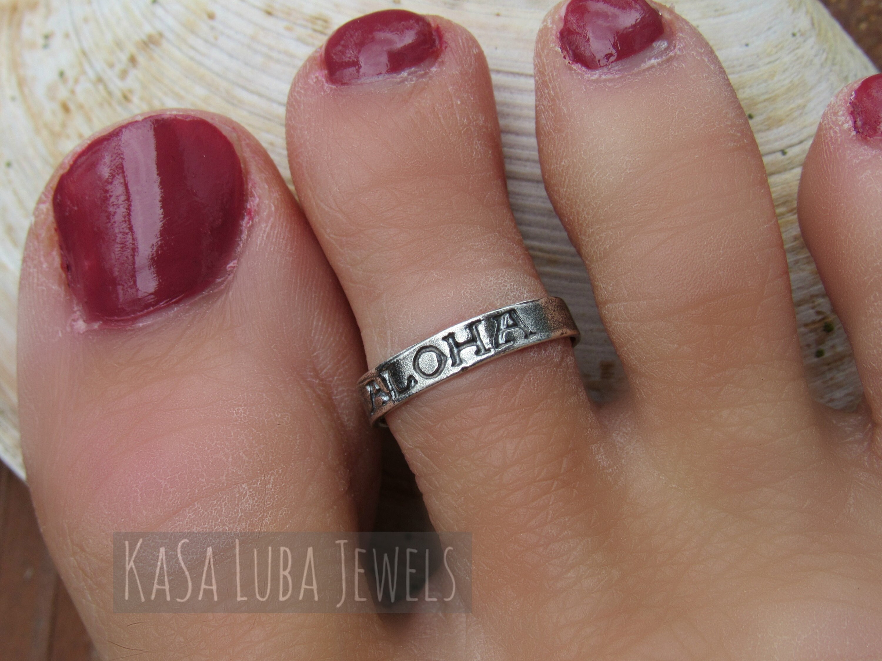 Sterling Silver Aloha Toe Ring Silver Toering Stamped 925 | Etsy