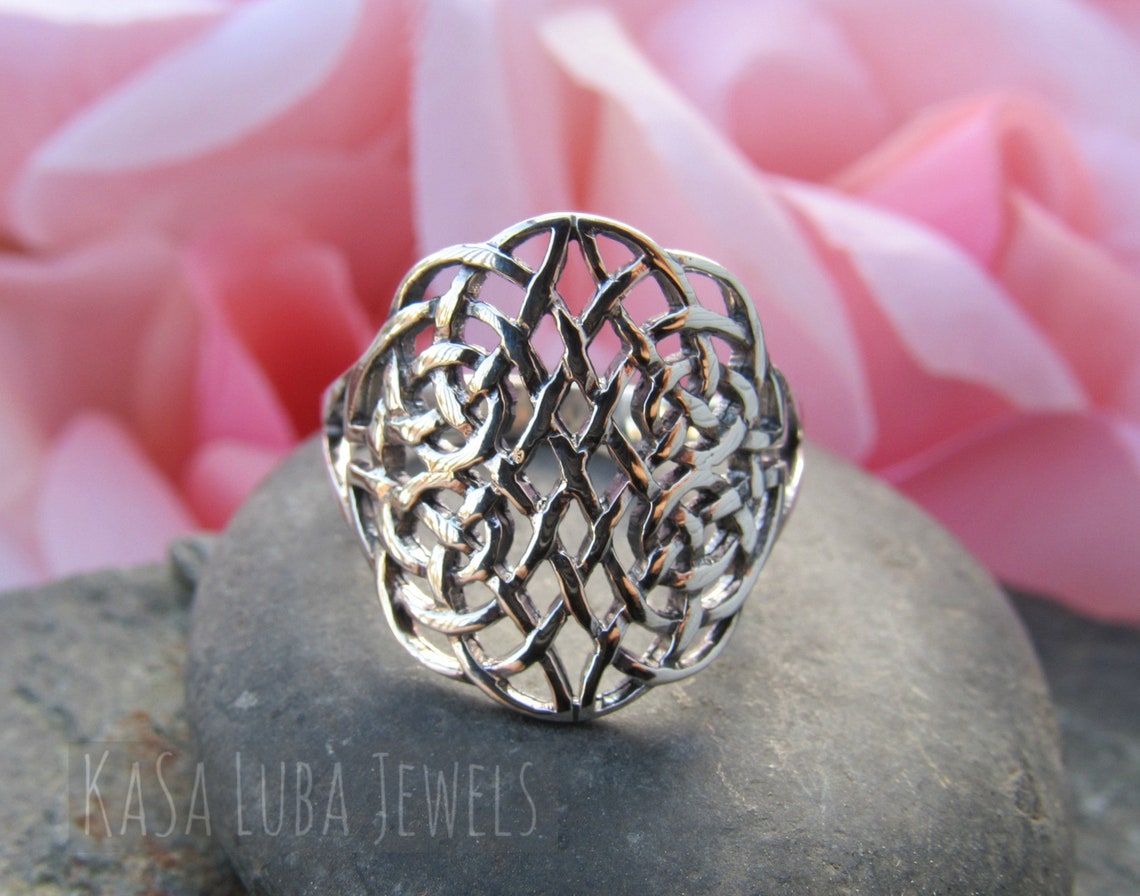 Sterling silver Celtic ring womens statement ring unique | Etsy