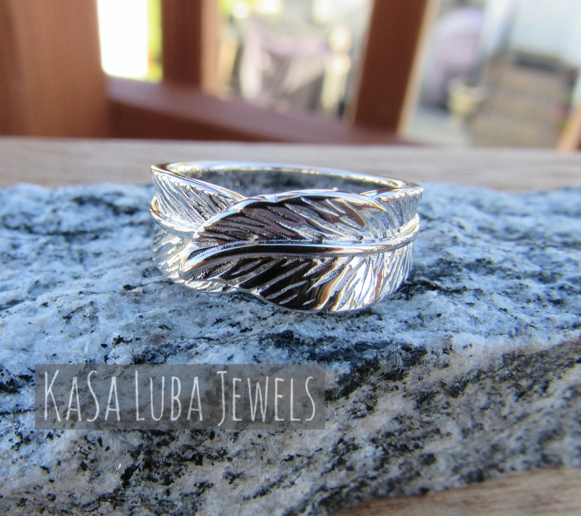 Solid Silver Feather Ring Feather Ring Wrap Around Ring - Etsy