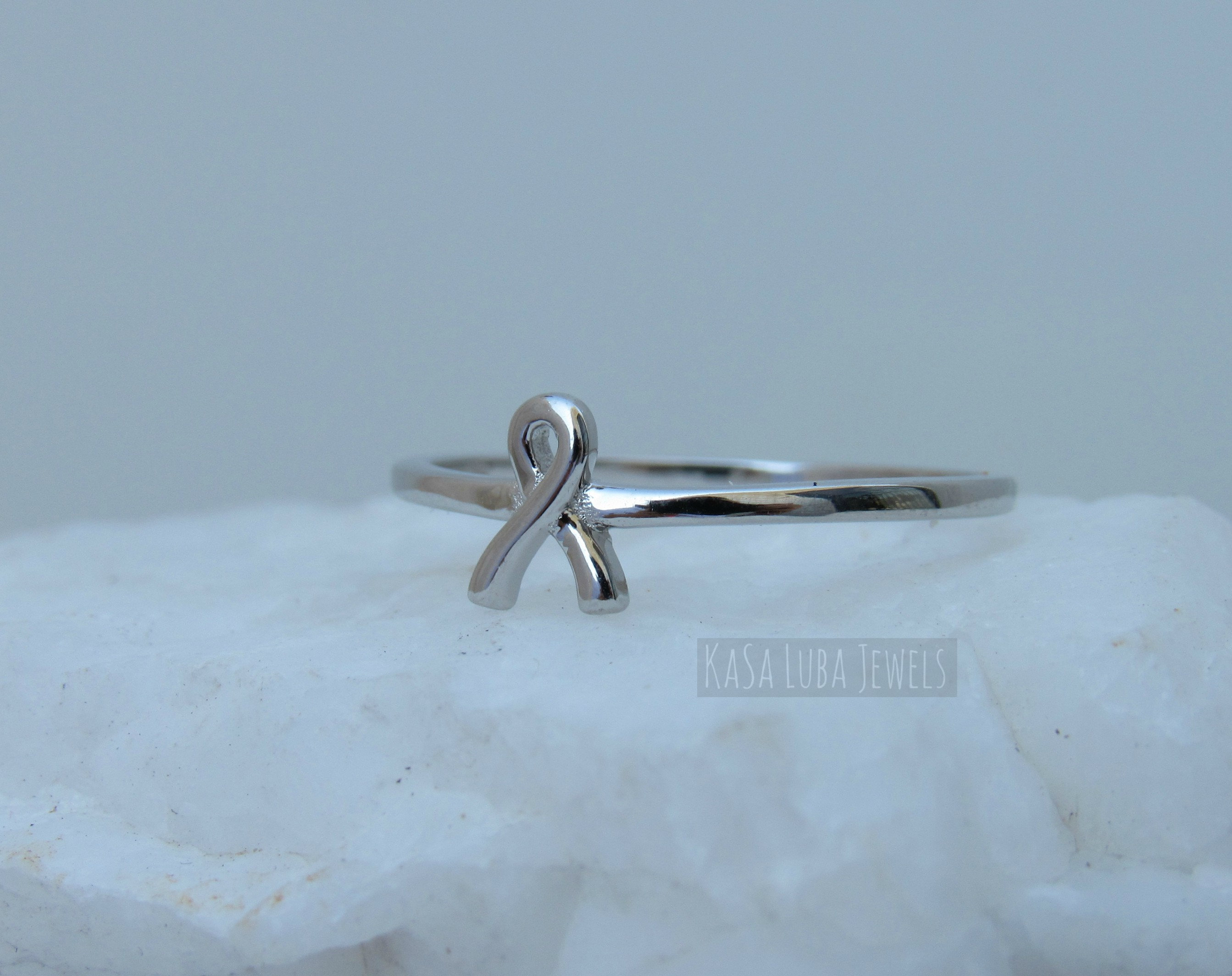 Sterling Silver Cancer ring cancer ribbon DAINTY cancer - Etsy.de