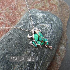 Silver Green Lab Opal Frog Pendant - Frog Lovers - Sterling Silver ...