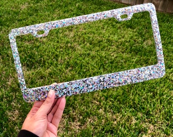 Dazzling Bling License Plate Frame Silver Big Glitter Clear | Etsy