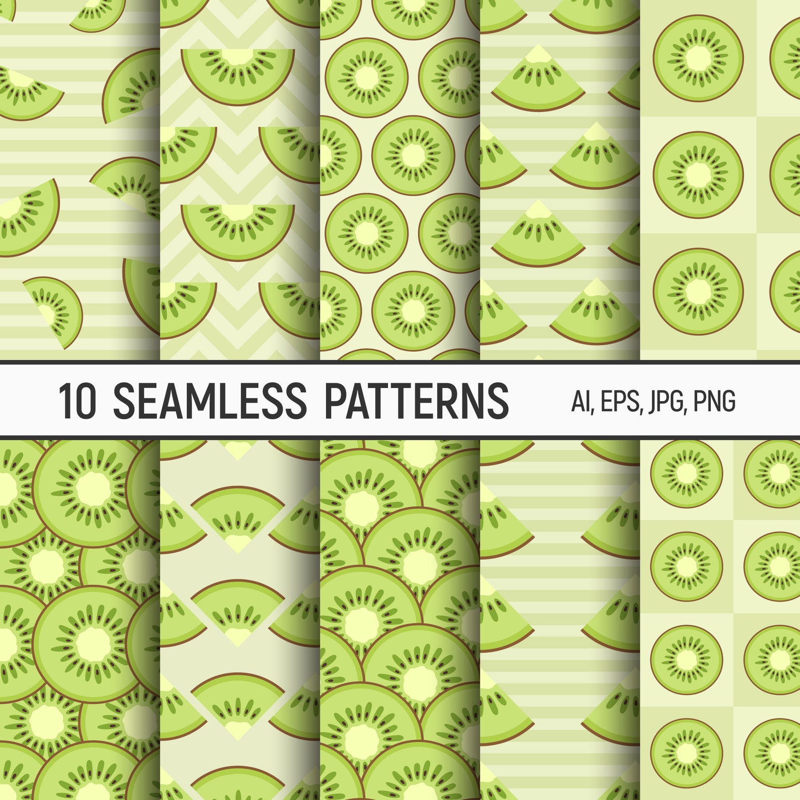 10 color seamless Kiwi patterns. Kiwi slices digital paper | Etsy