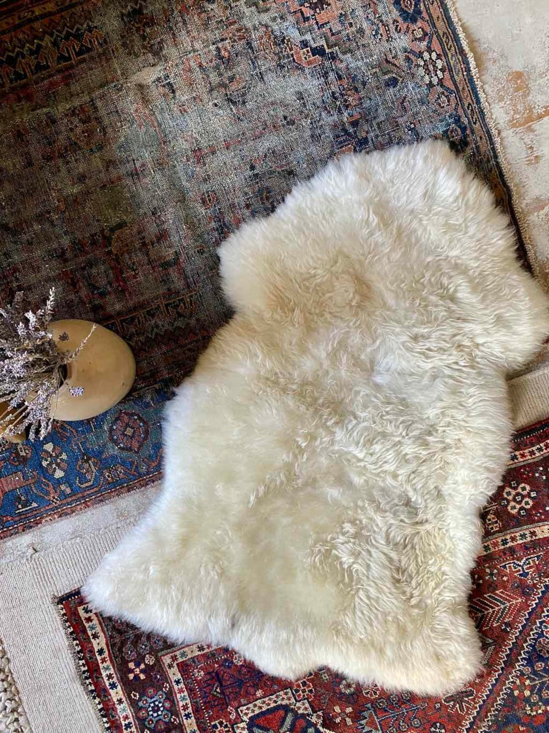 Genuine Real Sheepskin Rug Champagne Sheepskin Rug Single Pelt Wool Fur ...