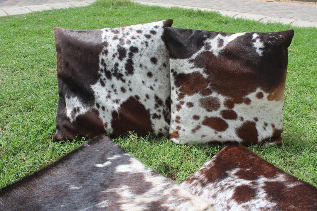 Cowhide Pillow Covers Genuine Cowhide Cushion Cover 16" X 16" Cow Hide ...
