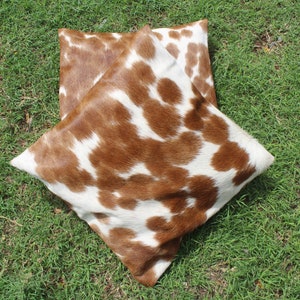 Cowhide Pillow Cover Genuine Cowhide Cushion Cover 16" X 16" Cow Hide ...