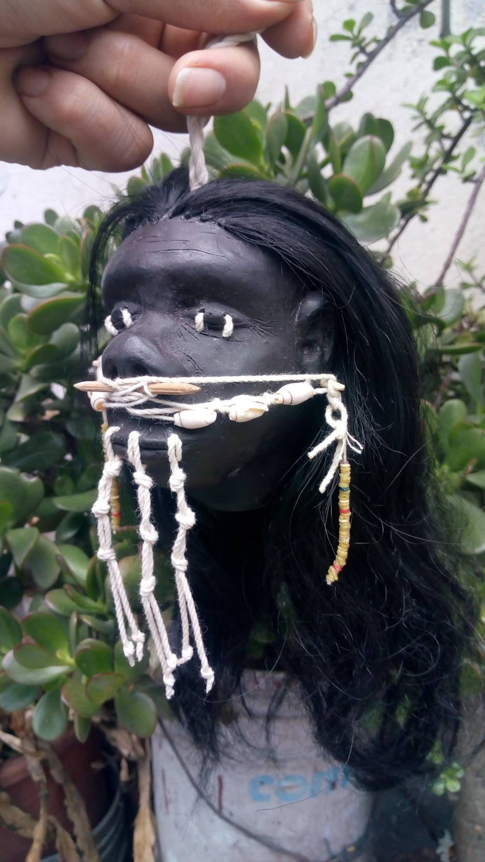 Shrunken Human Head Tzantza Warrior Trophy Jivaro Tribe Replica ...
