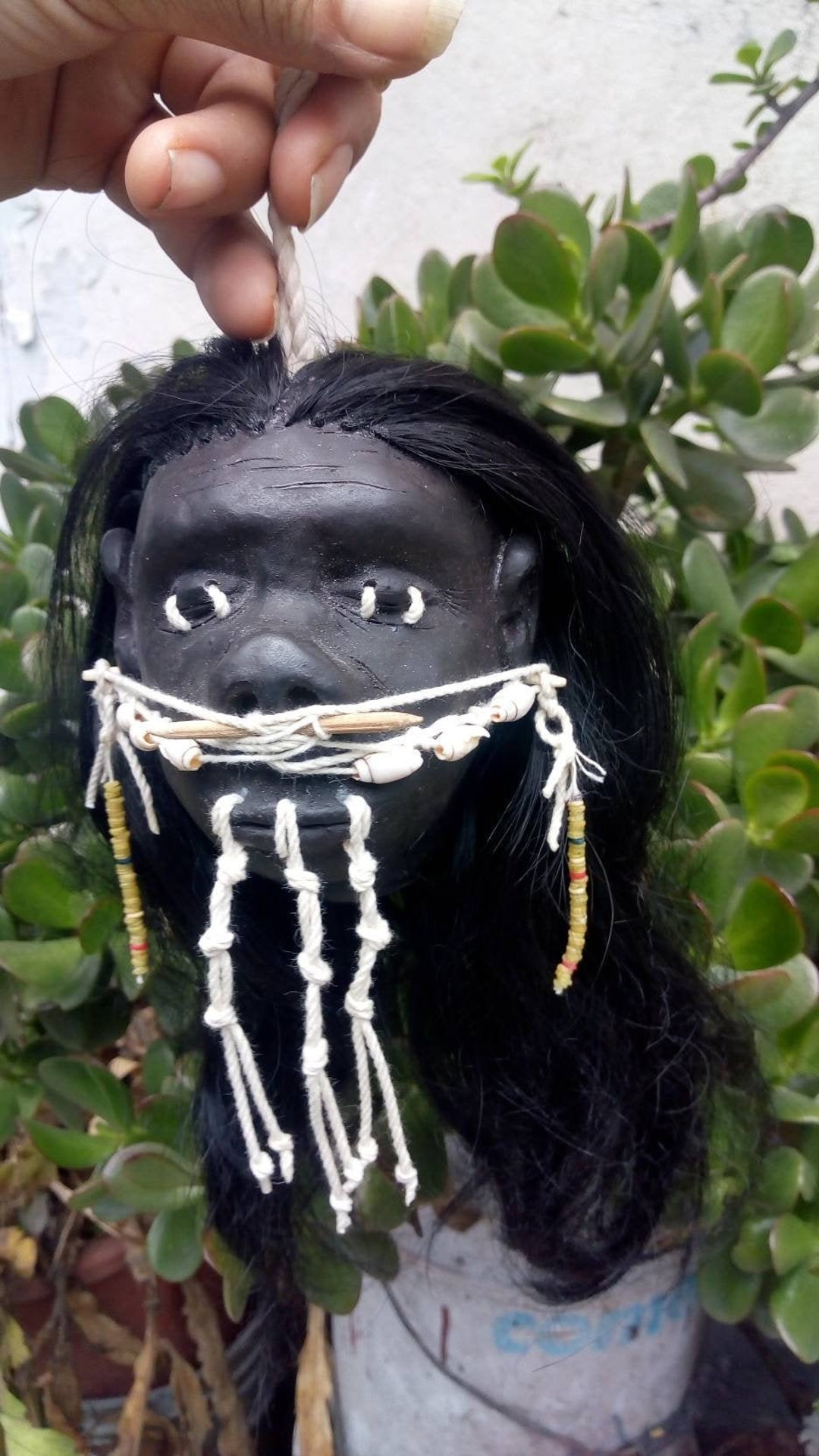 Shrunken Human Head Tzantza Warrior Trophy Jivaro Tribe Replica ...