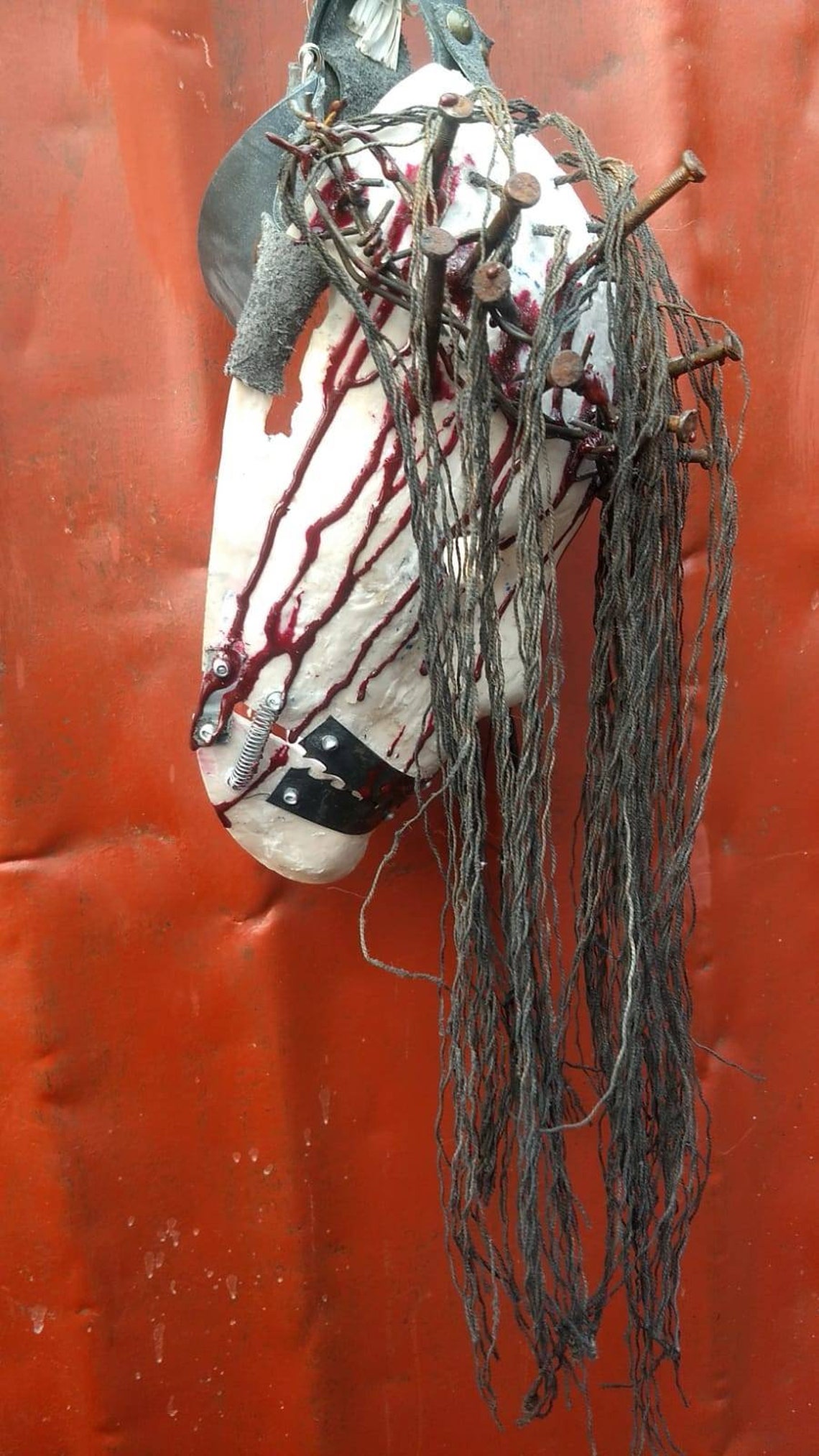 Bloody Gore Nail and Barbed Wire Crowned Horror Mask Nightmare | Etsy