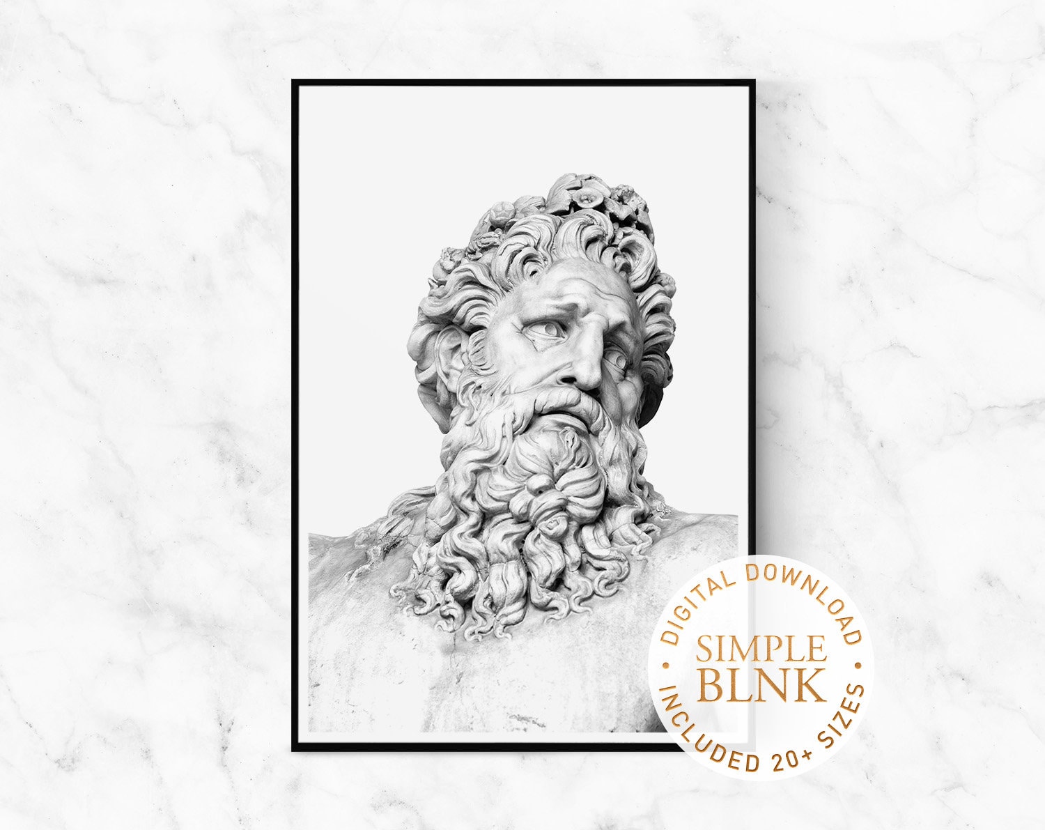 Zeus Print Statue Print Art Marble Portrait Photography | Etsy