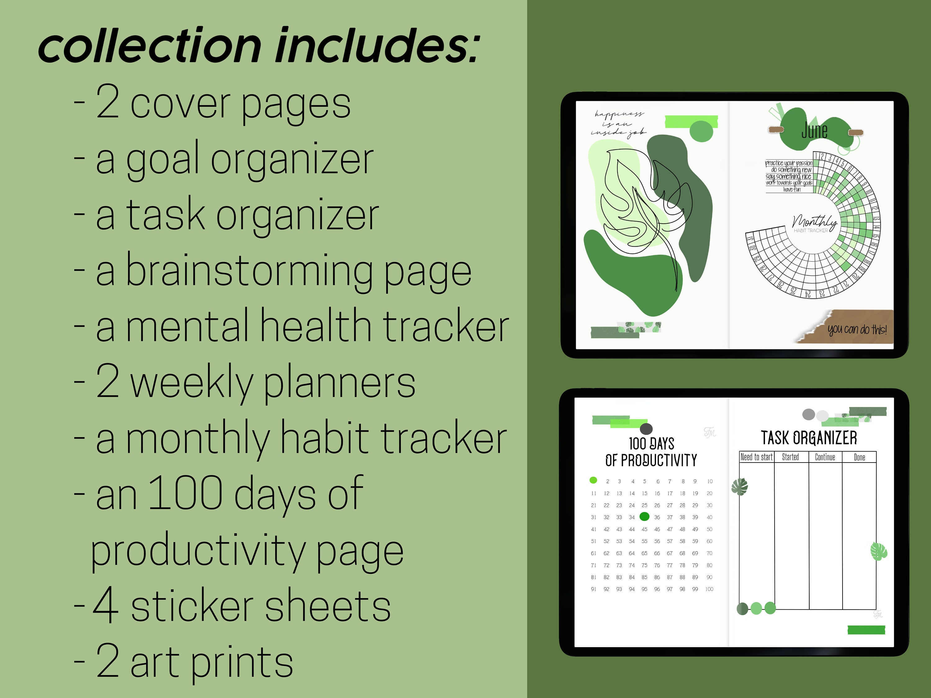 Digital Personal Growth Journal Tropical Leaf Theme and - Etsy