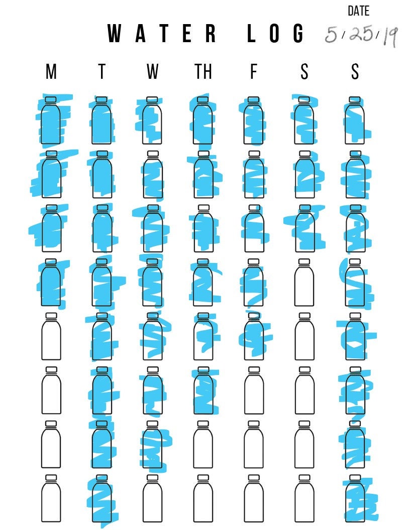 Minimalist Water Log - Instant Download - Water Log - Downladable Water ...