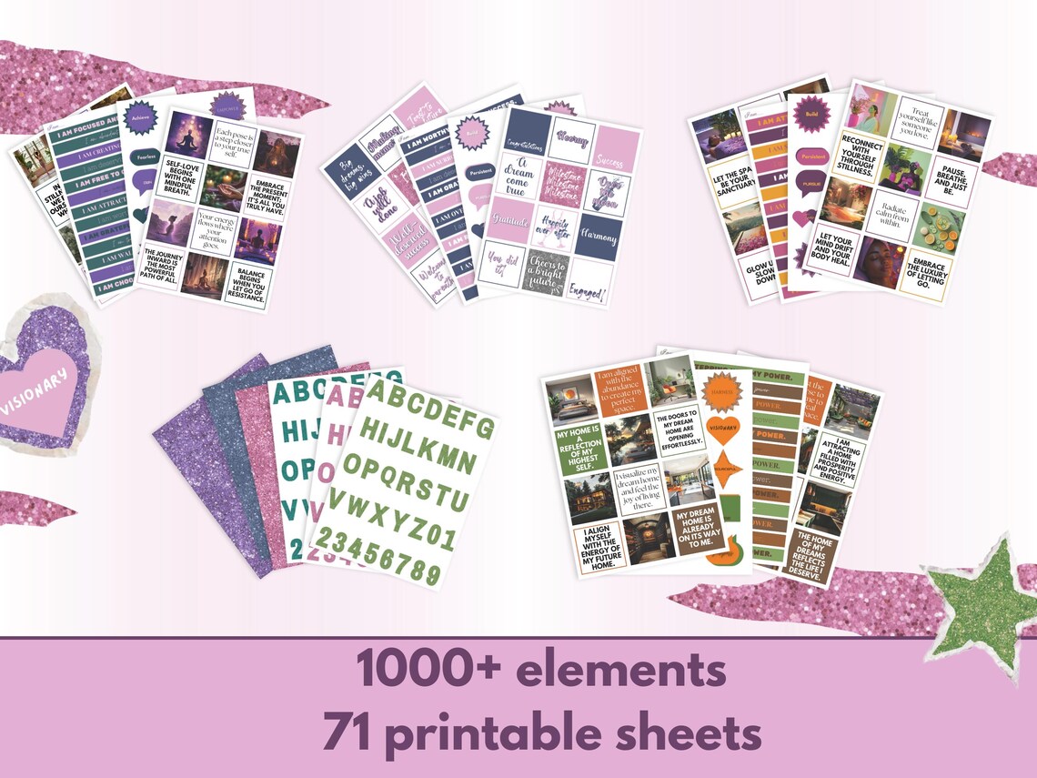 2025 Vision Board Bundle Digital Vision Board Kit Vision Board ...