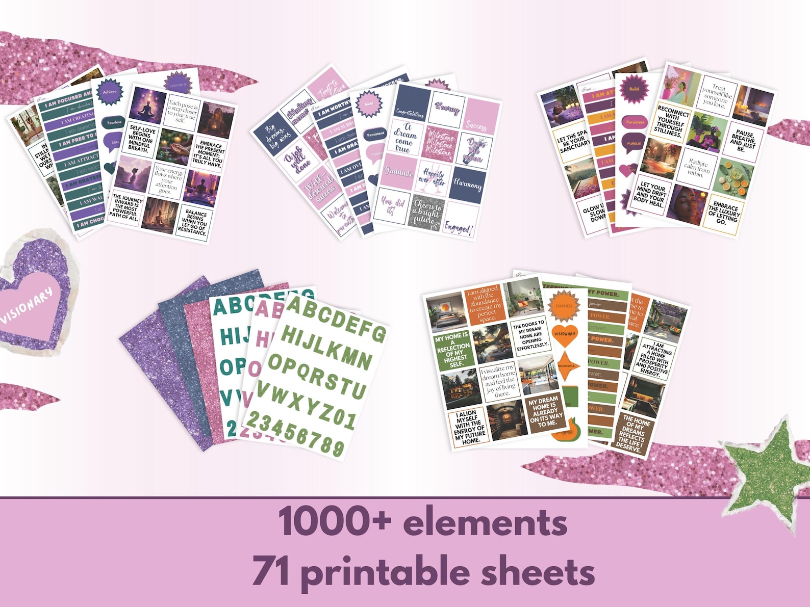 2025 Vision Board Bundle Digital Vision Board Kit Vision Board ...