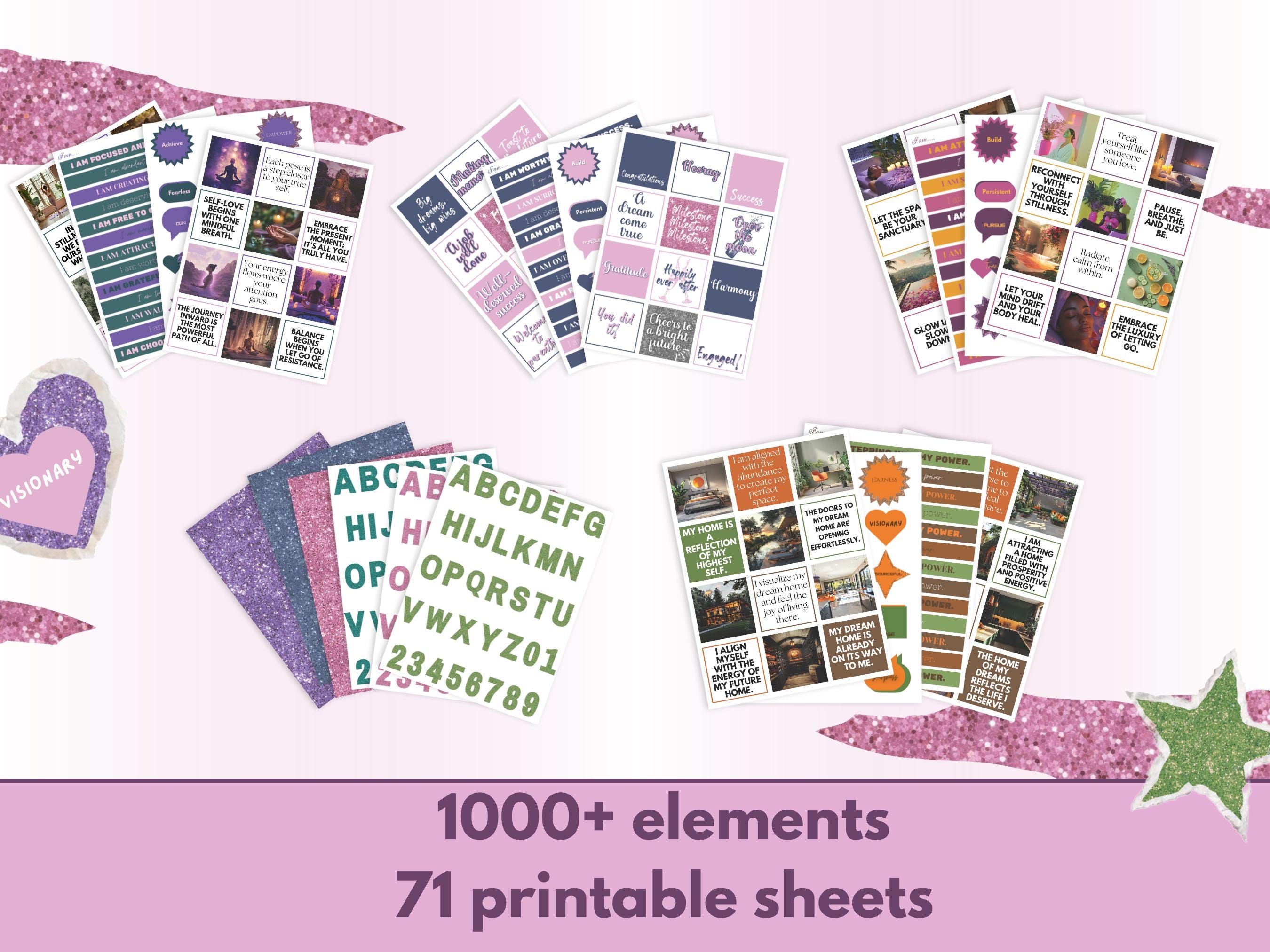 2025 Vision Board Bundle Digital Vision Board Kit Vision Board ...