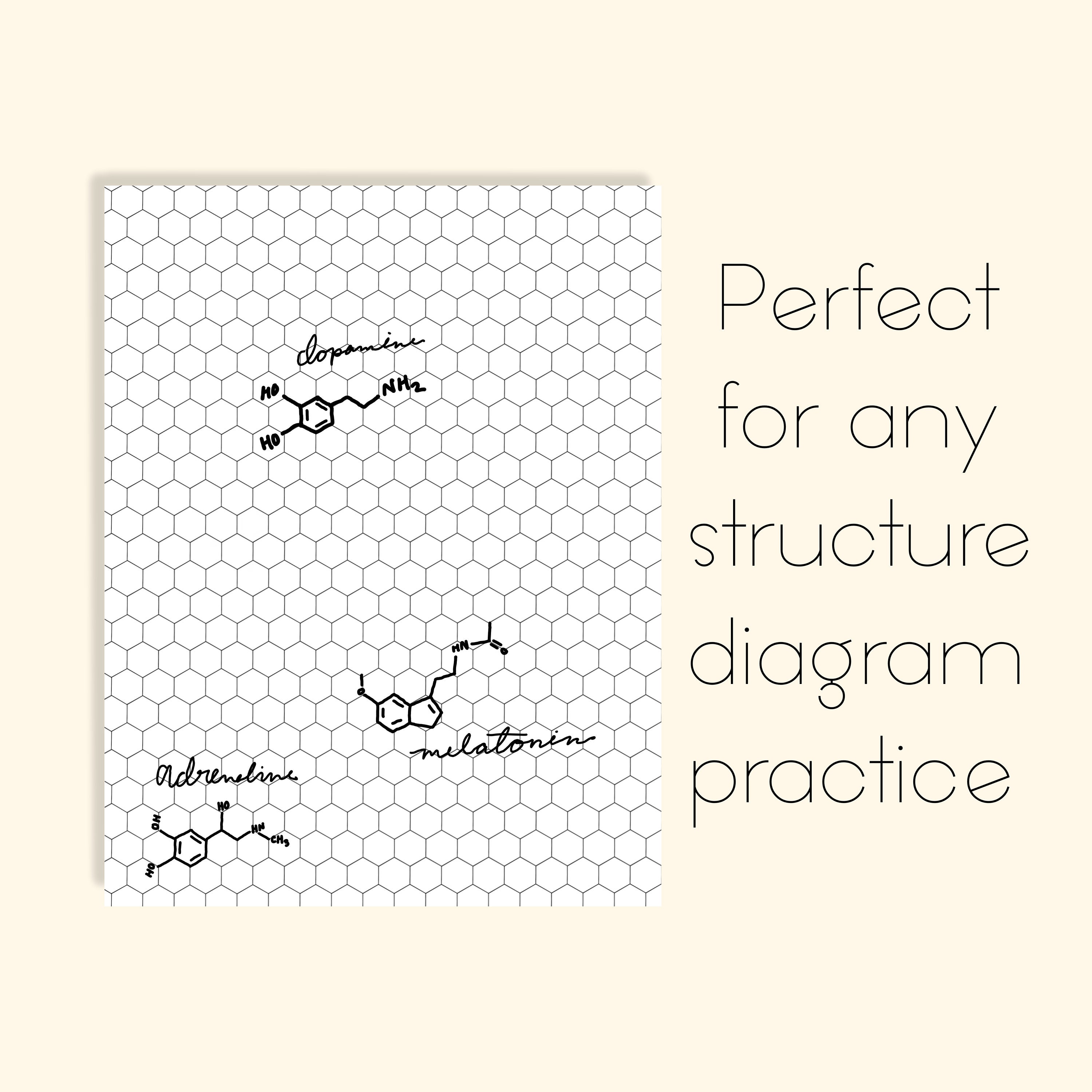 Hexagonal Graphing Paper and Flashcard Set Digital Printable Chemistry ...