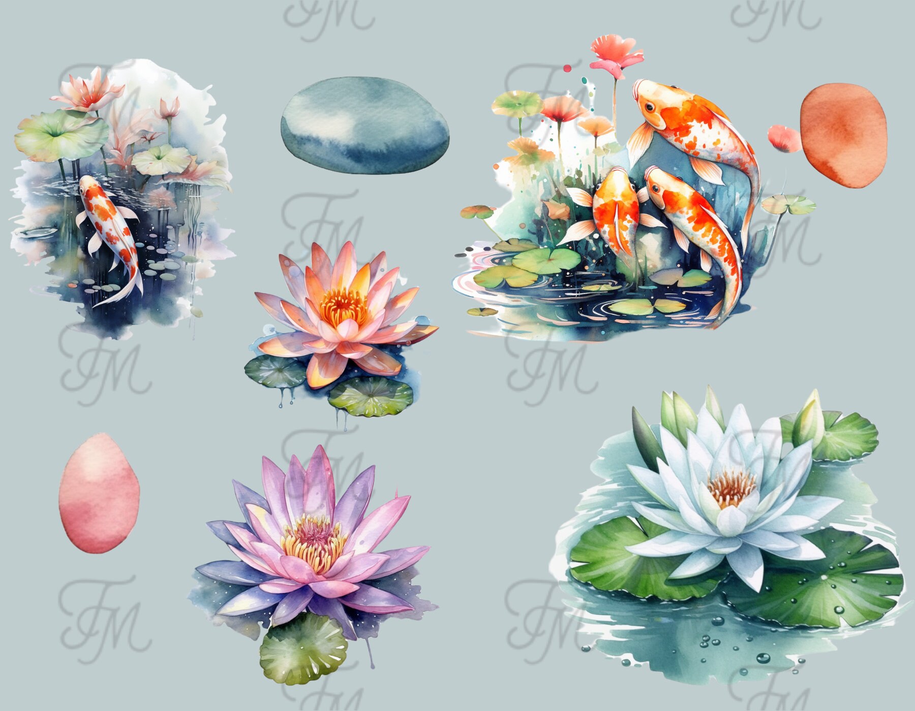 Watercolor Koi Fish Clipart, Koi Fish Clip Art, Koi Fish Invitation ...